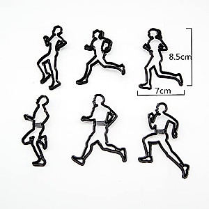 Hsxxf 6PCS Running Fondant Cutters Cookie Cutter Silhouette Gumpaste Flowers Sugar Craft Mold Cake Decorating Tools for Anniversary/Bridal/Engagement Cake Decorating (Running),Black