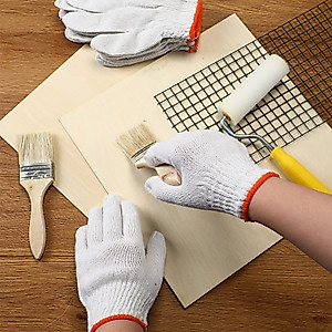 Sureio 100 Pairs Cotton Gloves Hand Cotton Liners Safety Knitted Polyester Gloves for BBQ Roping Men Women(White)