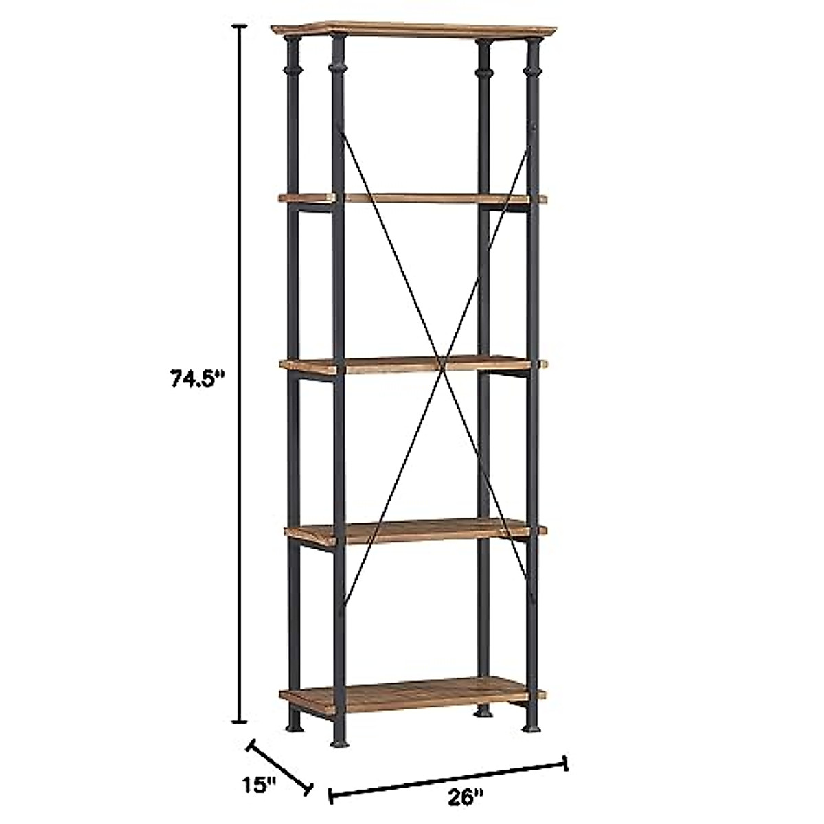 Homelegance Factory 4-Teir Bookcase, Rustic Brown