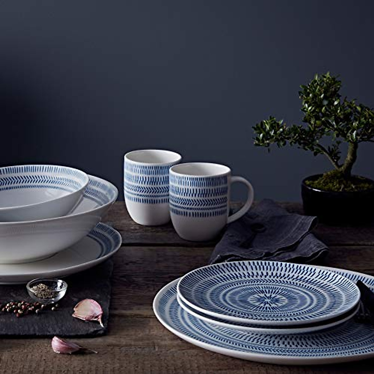 Royal Doulton Dark Blue Ellen Degeneres Platter 32cm Chevron