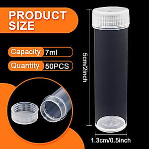 HAPY SHOP 50 Pieces 7 ML Plastic Vials with Screw Caps Lab Sample Vials with Lids Plastic Vials for Small Items