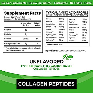 Orgain Hydrolyzed Collagen Peptides Protein Powder Sticks - Paleo & Keto Friendly, Pasture Raised, Gluten Free, Dairy Free, Type I And III, 5g Sticks - Unflavored (25 Count)