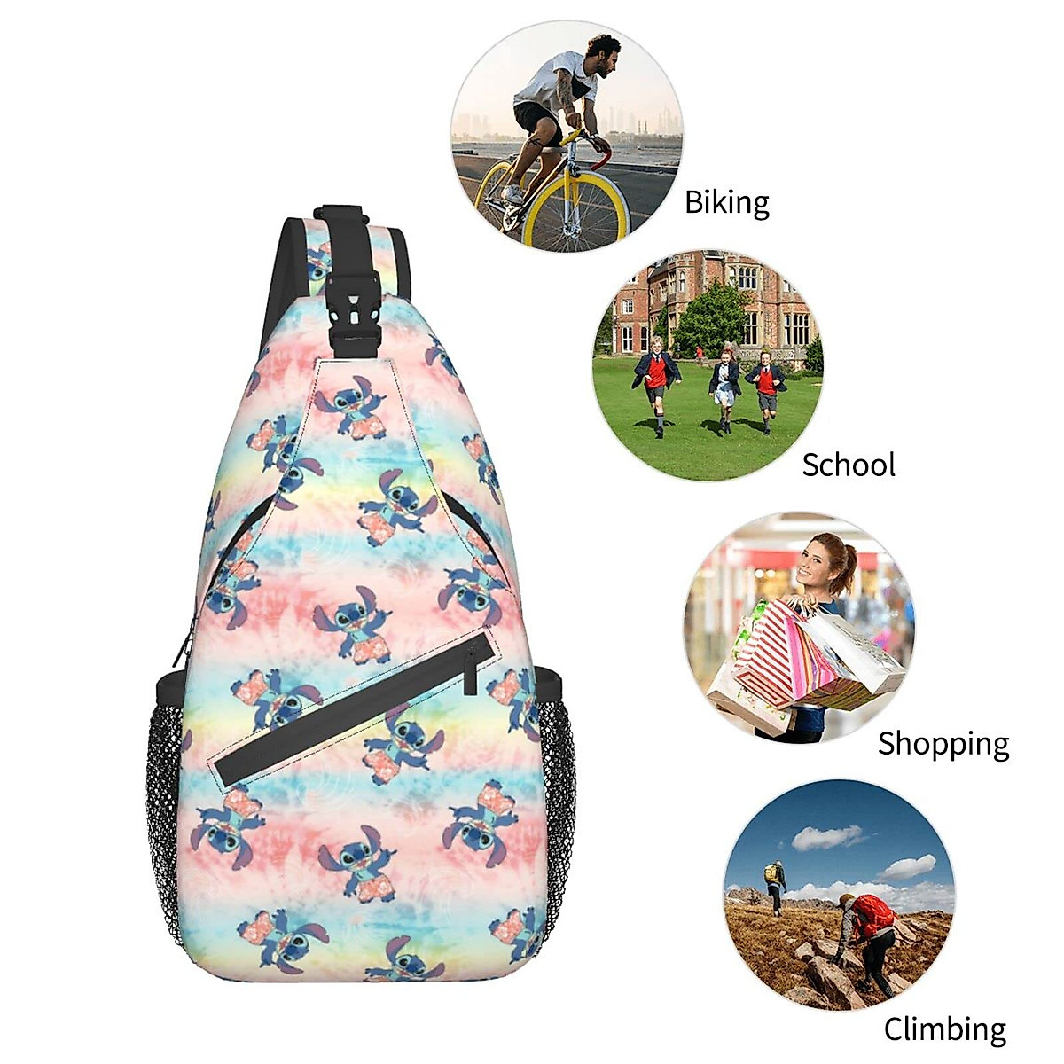 Sling Bag, Cartoon Crossbody Sling Backpack Travel Hiking Chest Bag Daypack for Purses Shoulder Bag Women Men's