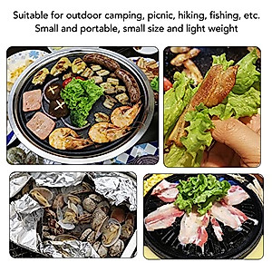 Asixxsix BBQ Charcoal Grill, Stainless Steel Non Stick Korean Grill Portable Round Carbon Barbecue Grill Camping Grill Stove for Outdoor Indoor Picnic Patio Backyard Hiking Fishing