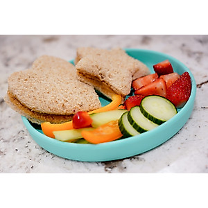 melii Non-Suction Silicone Plate, Bowl and Cup Set for Toddlers, Kids and Children (Lime, Mint, Blue)