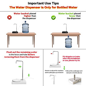 Desktop Water Dispenser 5 Gallon Mini Countertop Water Bottle Pump Portable Water Jug Dispenser Smart USB Rechargeable Water Dispenser Bottom Load for Home Office Camping Outdoor Travel (Black)