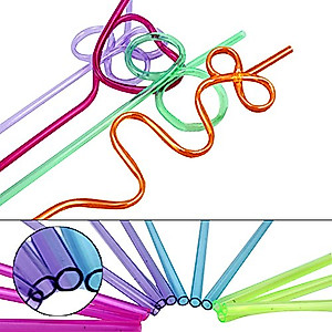 Tomnk 60pcs Crazy Straws Silly Colorful Drinking Straws Fun Varied Twists Straws for Kids, Birthday Party