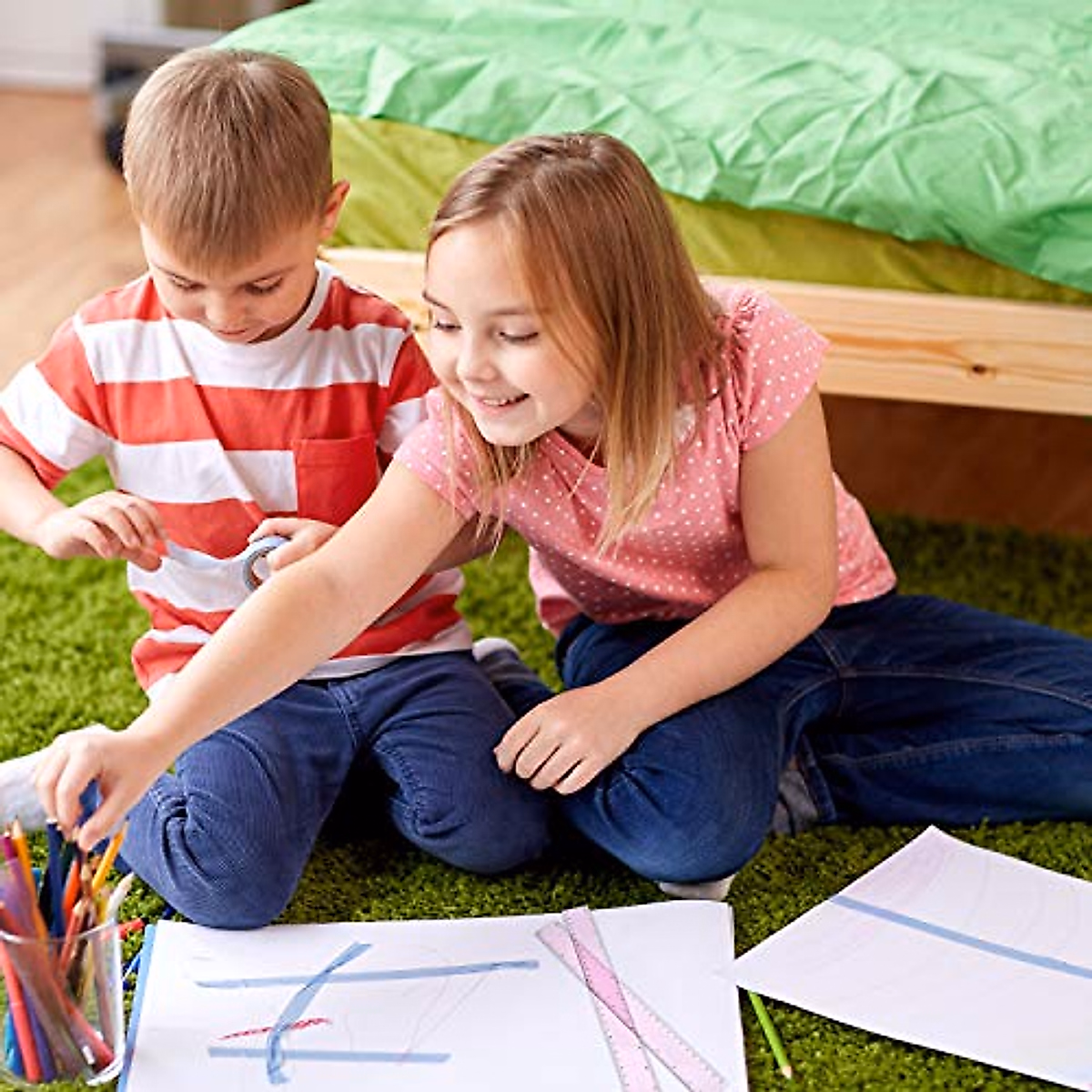 2 Pack Plastic Ruler Straight Ruler Plastic Measuring Tool for Student School Office (Pink, 12 Inch)