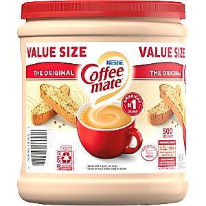 Coffee mate Original Powder Creamer, 35.3 oz Canister (Pack of 2) with By The Cup Stainless Steel Measuring Spoons