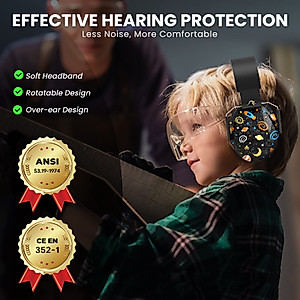 RIIKUNTEK Kids Ear Protection - SNR 27dB Safety Ear Muffs Noise Cancelling Headphones for Kids, Autism, Toddlers, Hearing Protection Earmuffs for Sports Events, Concerts, Fireworks, Air Shows