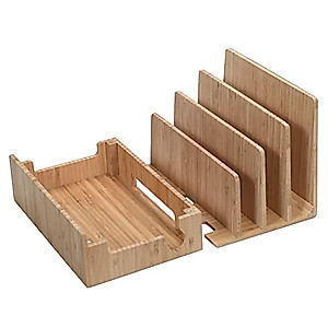 MobileVision Bamboo Charging Station & Multi Device Organizer Slim Version for Smartphones, Tablets, and Laptops