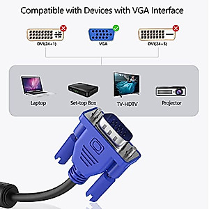 Weduda VGA to VGA Cable 6 feet 2 Pack, 15 pin 1080P Full HD Male to Male Monitor Cable for Computer PC Laptops TV Projectors