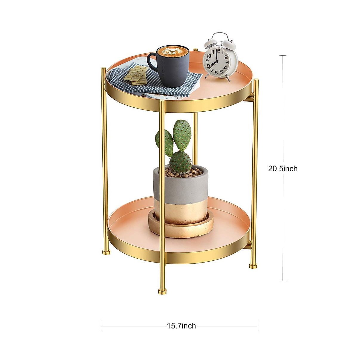 GLCS GLAUCUS Round Side Table,Gold Metal 2 Tier Tray Metal End Table for Sofa Living Room Tea Table Small Spaces …