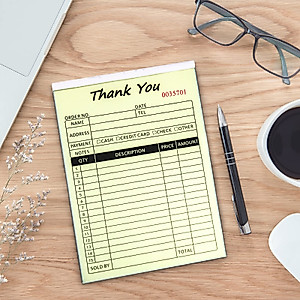 10 Pack Thank You Receipt Book, 2-Part Carbonless Sales Invoice Book with Cardboard for Small Boutique Business, (8.3x5.5 Inches, 50 Sets*10)