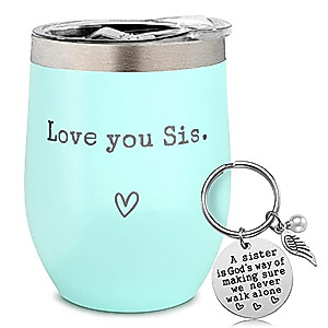 Sister Gifts from Sister - I Love You Sis - Sister Gifts for Birthday - Graduation Gifts Thanksgiving Christmas Gifts for Sister - 12oz Coffee Cup(Mint)