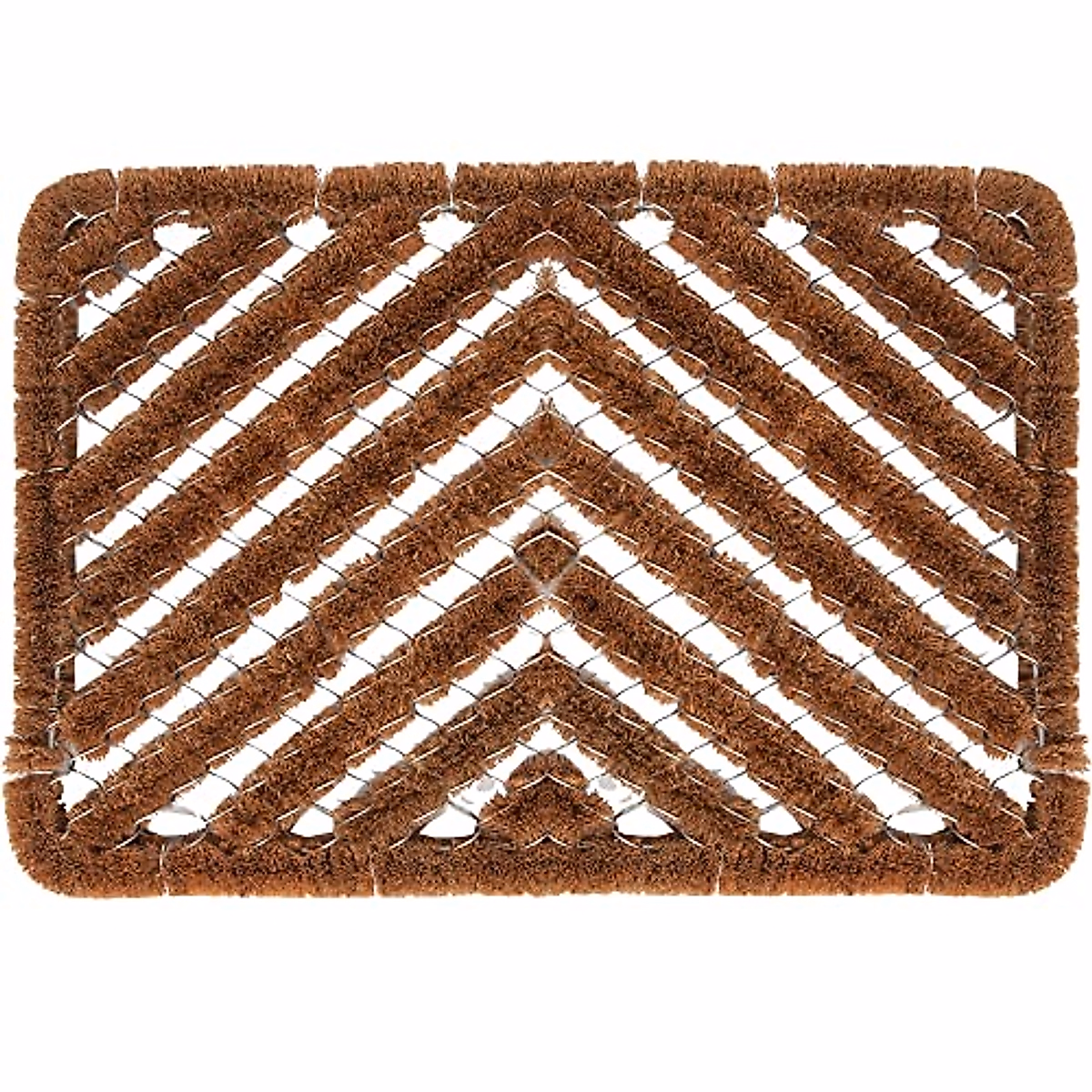 FOOTMATTERS Ninamar Natural Coir Herringbone Door Mat - 24 x 16 inch