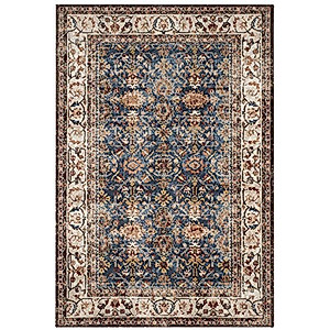 SAFAVIEH Bijar Collection 4' x 6' Royal / Ivory BIJ650B Traditional Oriental Distressed Non-Shedding Living Room Bedroom Accent Rug