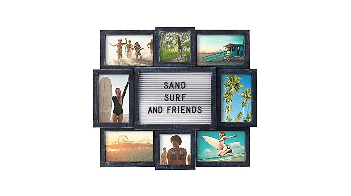 Melannco Customizable Letterboard Photo Collage 8 Openings 19x17"