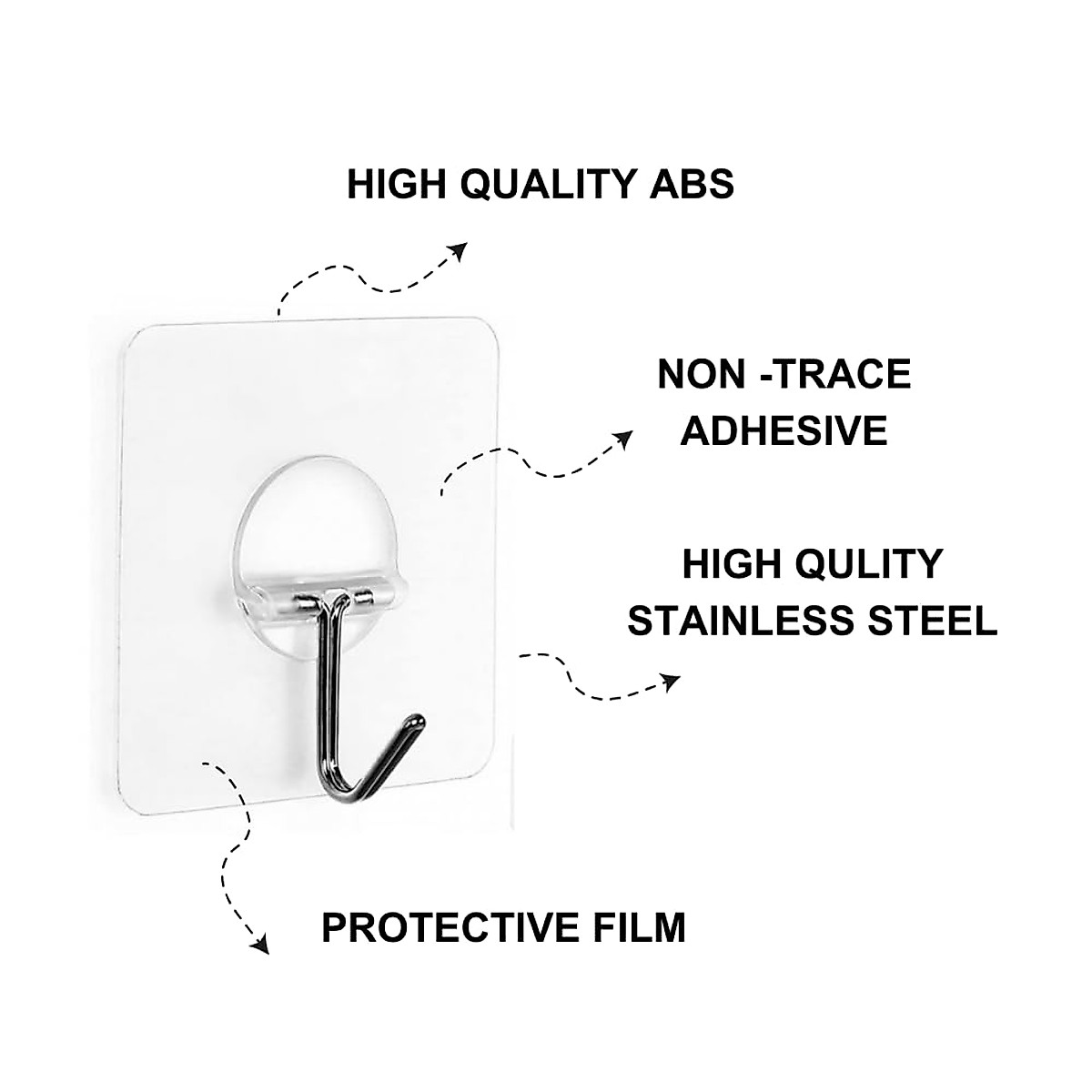 PETS BUDDY Wall Hooks for Hanging 33lb(Max) Heavy Duty Self Adhesive Hooks 24 Pack Transparent Waterproof Sticky Hooks for Keys Bathroom Shower Outdoor Kitchen Door Home Improvement Utility Hooks