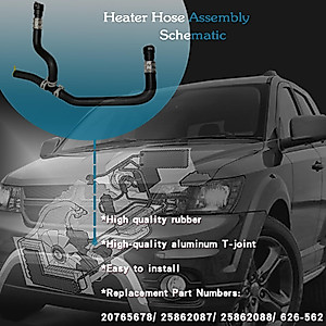 HVAC Heater Hose Assembly Compatible for Buick Enclave GMC Acadia and Chevrolet Traverse 2007-2017 Compatible Engine Heater Hose Replacement Part Number 20765678 25862087 25862088 626-562