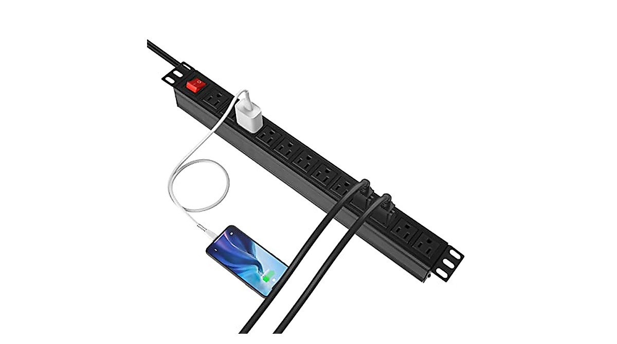 BTU Power Strip Surge Protector Rack-Mount PDU, 12 Outlet Power Strip ...