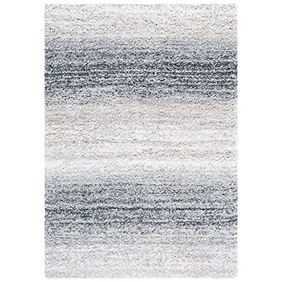 SAFAVIEH Fontana Shag Collection 8' x 10' Ivory/Grey FNT852A Modern Non-Shedding Living Room Bedroom Dining Room Entryway Plush 2-inch Thick Area Rug