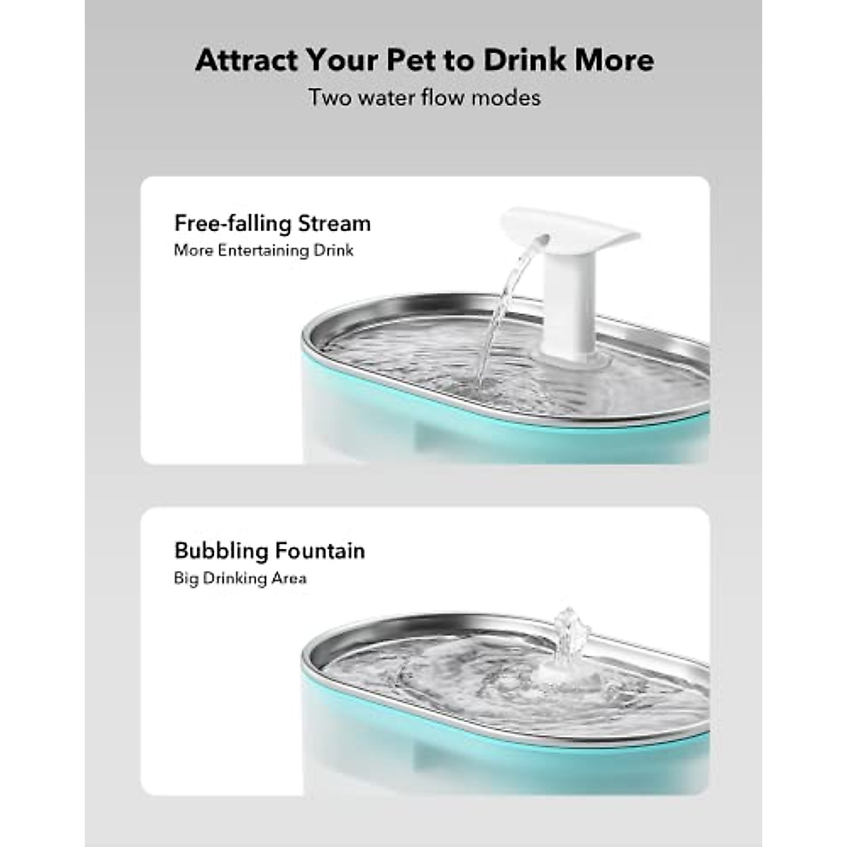 PETLIBRO Upgraded Cat Water Fountain Stainless Steel, Ultra Quiet, 71fl oz/2.1L Automatic Pet Water Fountain, Two Flow Modes, BPA-Free Capsule Metal Healthy Dog Water Dispenser with 4 Large Filters
