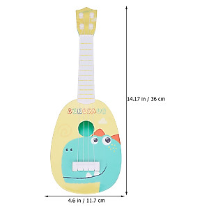 Generic 15 Inch Guitar Toy Ukulele Toy 4 Strings Early Educational Instruments Dinosaur Musical Gift Musical Instruments Toys for Kids Toddlers Year of 3+