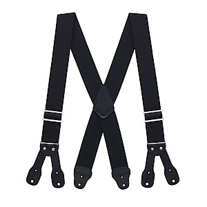 Suspender Store 2-Inch Wide Low-Stretch Logger Suspenders - Industrial Button - 48" for 5'9" to 6'2" tall - Black