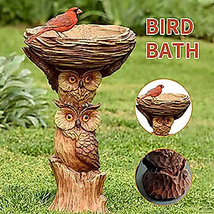 Bird Baths for Outdoors, Brown Pedestal Handmade, Antique Outdoor Garden Bird Bath Resin Birdbath Bowl, Handmade Gifts for Outdoor Home Garden, Yard Lawn Decorations