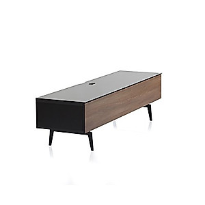 SONOROUS Studio ST-360 Wood and Glass Modern TV Stand with Spike Metal Legs for Sizes up to 75" (Modern Design Cabinet for Your Audio/Video Components and Consoles, Comes with I/R Repeater) - Black