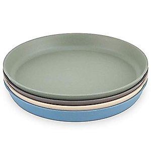 WeeSprout Bamboo Plates (Blue, Green, Gray, & Beige, Without Lids)