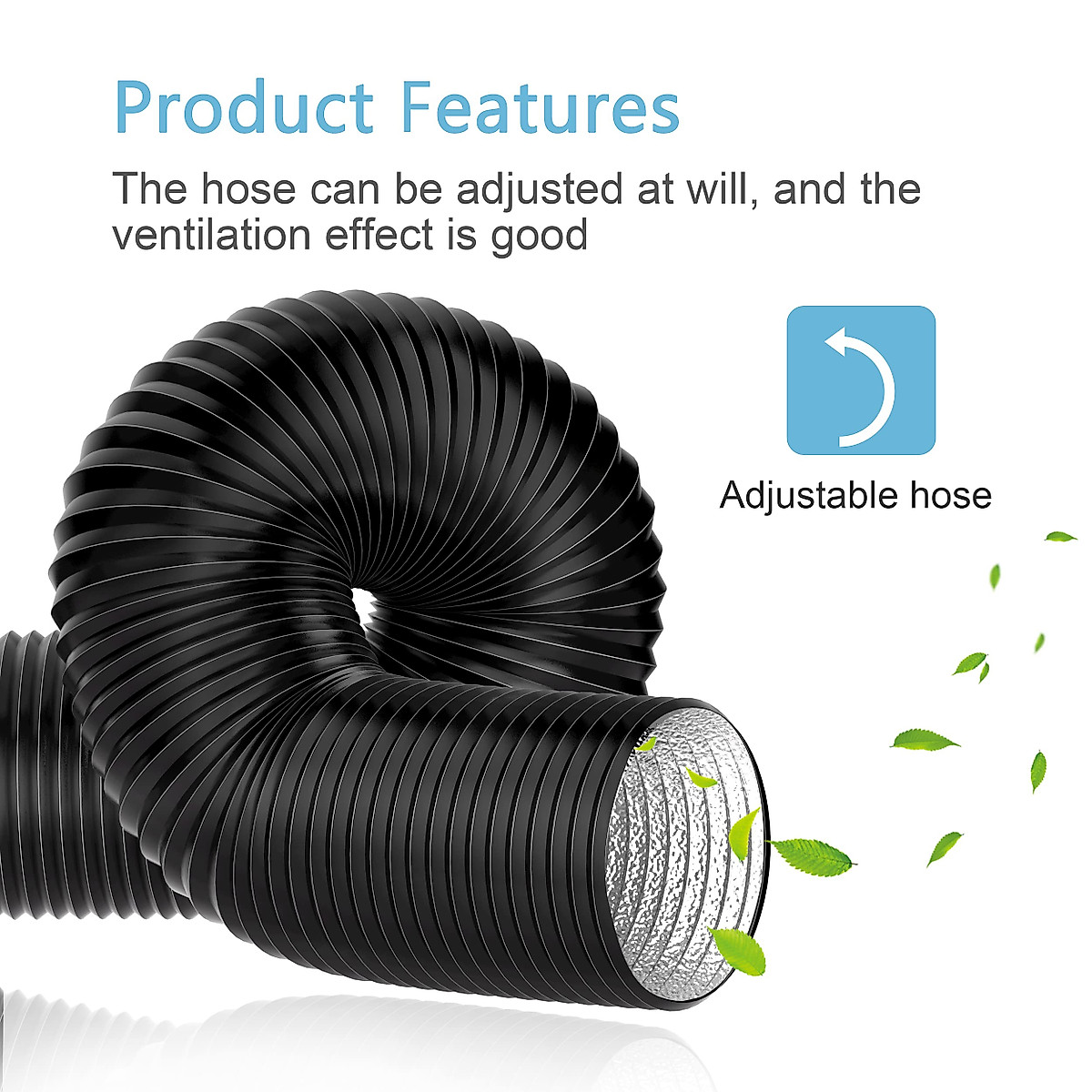 Hon&Guan 3" x 8FT Insulated Duct with Aluminum Foil, Flexible Dryer Vent Hose for HVAC Ventilation and Duct Fan Systems, 2 Clamps Include