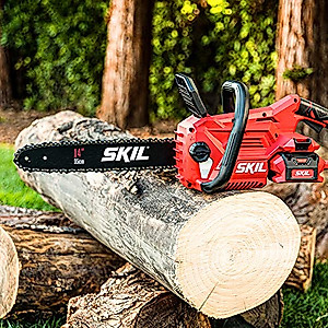 SKIL PWR CORE 40 Brushless 40V 14” Lightweight Chainsaw Kit with Tool-free Chain Tension & Auto Lubrication, Includes 2.5Ah Battery and Auto PWR Jump Charger - CS4555-10