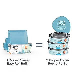 Diaper Genie Easy Roll Refill with 18 Bags | Lasts Up to 5 Months or Holds Up to 846 Newborn Diapers Per Refill