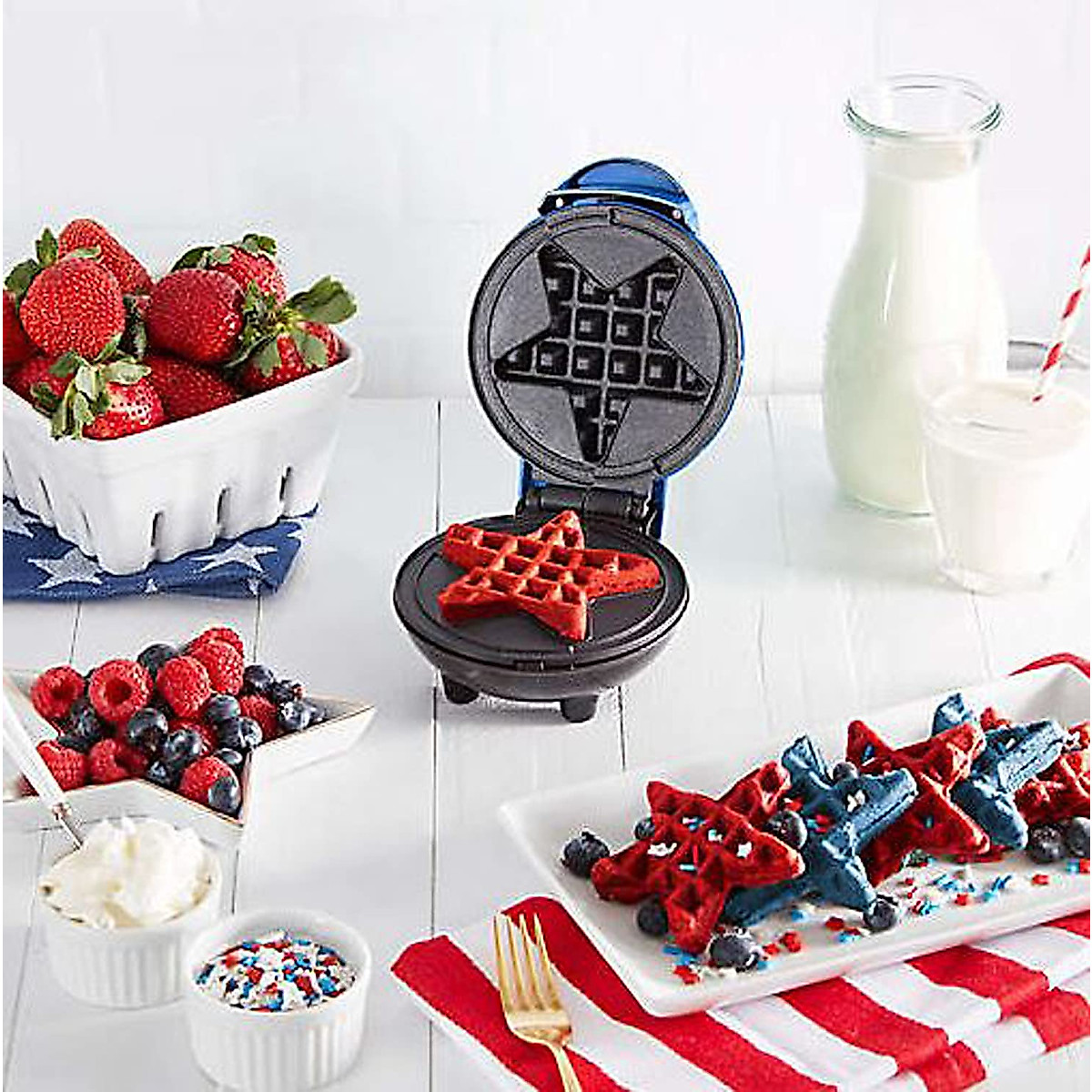 Dash Star Mini Waffle Maker! Waffle Maker Produces 4 Inch Waffles! Easy to Clean & Non-Stick Surfaces! Make Your Own Tasty Homemade Waffle Treats! (Star)