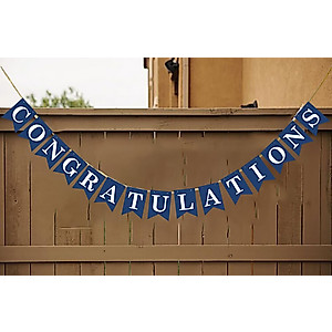 KUNGOON Congratulations Banner,Premium Blue Achievement Celebrations, Graduation/Wedding/Retirement/Bridal Shower Party Decorations.