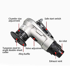 45° Arc Burr Trimming Machine Pneumatic Chamfering Deburring Tool Hand-held Edge Deburring Trimmer Air Beveling Tool Small Handheld Grinder with US Type Interface