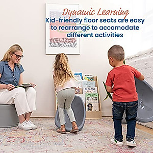 ECR4Kids Leaf Floor Seat, Rocker Chair, Sage/Grey, 6-Piece