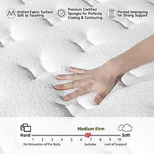 Hohamn King Mattress,12 inch Mattresses with Gel Memory Foam Hybrid Mattress in a Box, Individual Pocket Springs, Supportive & Pressure Relief, Good Springback, Breathable King Size Mattress