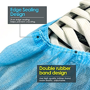 Non-wovens Shoe Covers Disposable Non-Slip, 100 pack(50 pairs) 17.7'' Shoe & Boot Covers for Indoors (Extra Large Size - Up to US Men's 12 & US Women's 14)