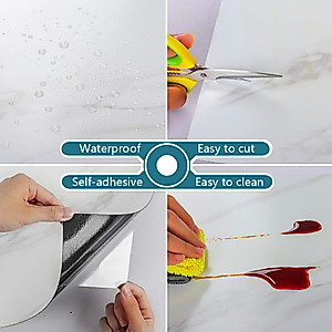 VEELIKE Vinyl Floor Tiles Peel and Stick 12''x12'' White Marble Flooring Tiles Self Adhesive Waterproof Floor Vinyl Sticker Tiles Decorative for Bathroom Bedroom Kitchen Wall Basement 4 Pack