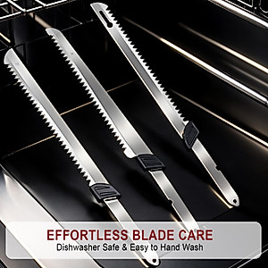 Zuplo Electric Knife - Electric Carving Knife for Meat Slicing, Bread Slicing, Ergonomic Handle with 2 Stainless Steel Blades for Sliced Meat & Bread(Faux Leather Texture)