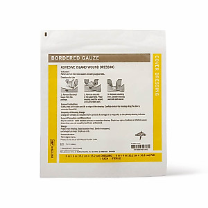 Medline Bordered Gauze, 6" x 6" Adhesive Island Wound Dressing, Sterile, 15 Count