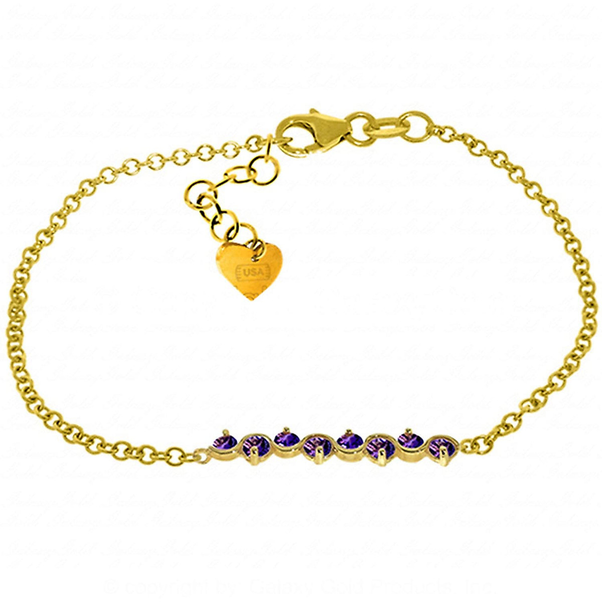 Galaxy Gold GG 14k Solid Yellow Gold Bracelet with 1.55 Carat Natural Amethyst