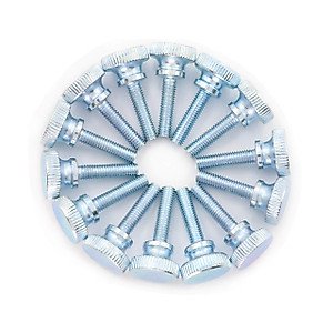 LBY 20pcs Knurled Hand Screw, M5 x 20mm Flat Knurled Head Fully Threaded Thumb Screws(Double Layer Step), Carbon Steel Galvanize