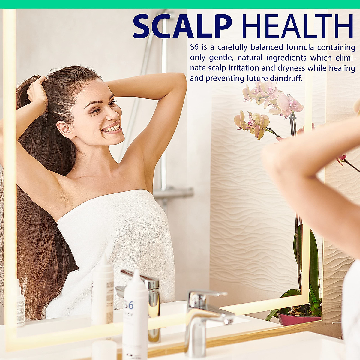 NAPURA S6 Anti Dandruff Shampoo with Tea Tree Oil, 1% Zinc and 1% Salicylic Acid - Natural Itchy Scalp Treatment (6.76 fl oz) for Men and Women