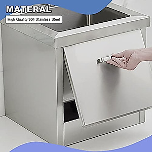 Commercial Floor Mop Sink with Deep Basin, 304 Stainless Steel Floorstanding Mop Service Basin Suitable for Home Outdoor Courtyards