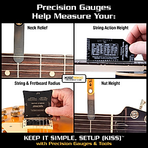 MusicNomad Precision 6 pc. Guitar Setup Gauge Tool Set - Plus 24 pg. Instructional Booklet and Storage Case (MN604)