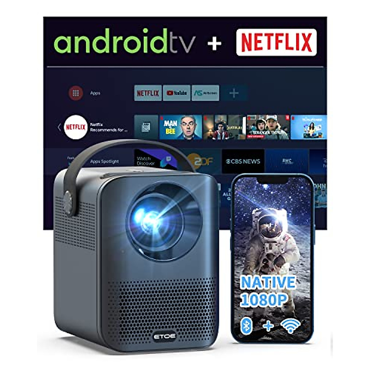 ETOE D2 Pro Projector with Tripod Stand